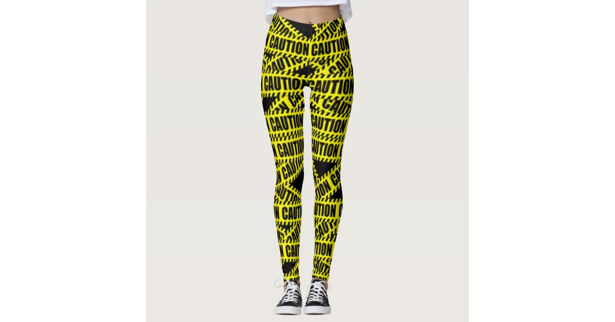Caution tape design leggings | Zazzle
