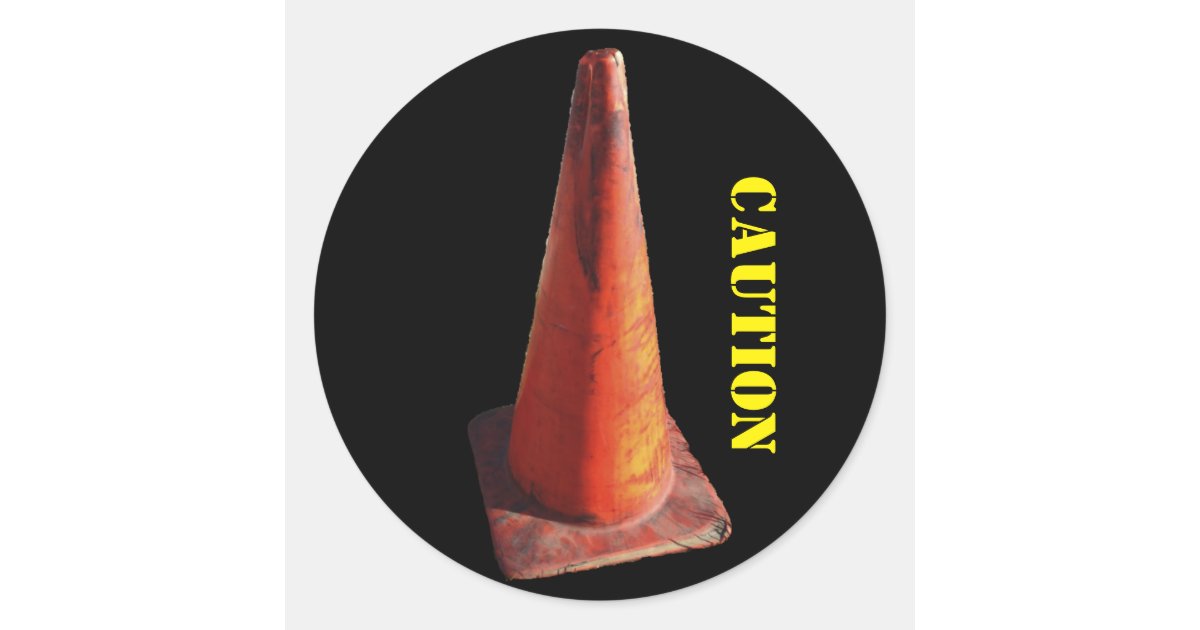 Caution Traffic Cone Classic Round Sticker | Zazzle
