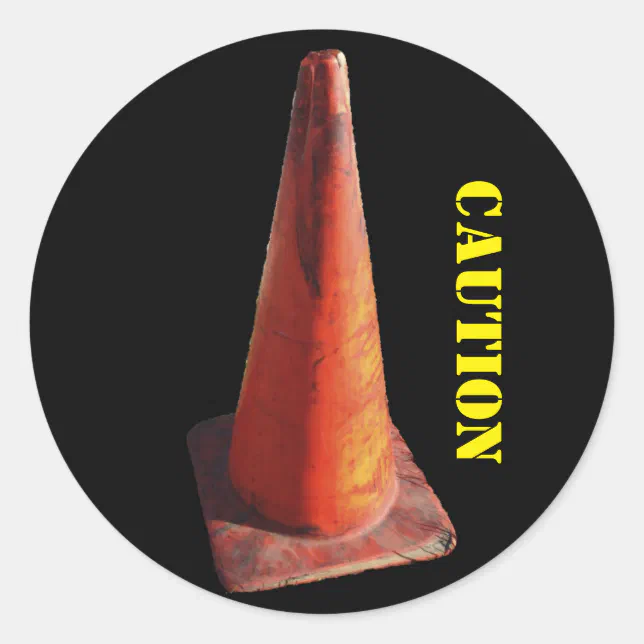 Caution Traffic Cone Classic Round Sticker | Zazzle