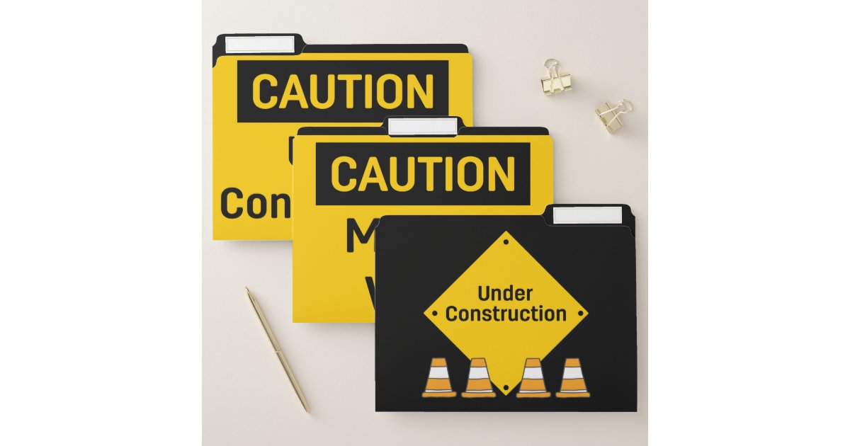 CAUTION Under Construction Men at Work File Folder | Zazzle