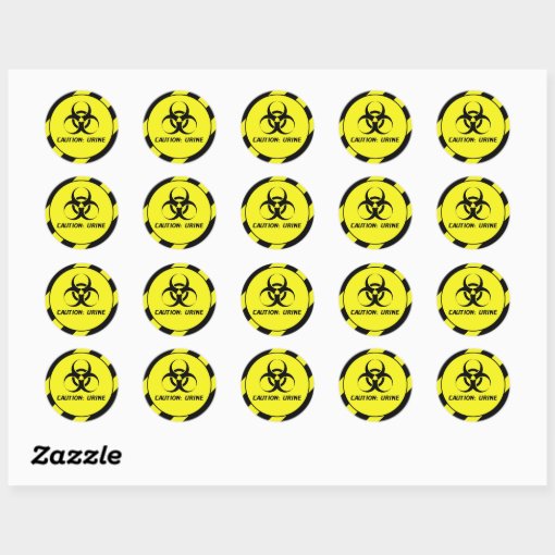 Caution Urine Classic Round Sticker | Zazzle