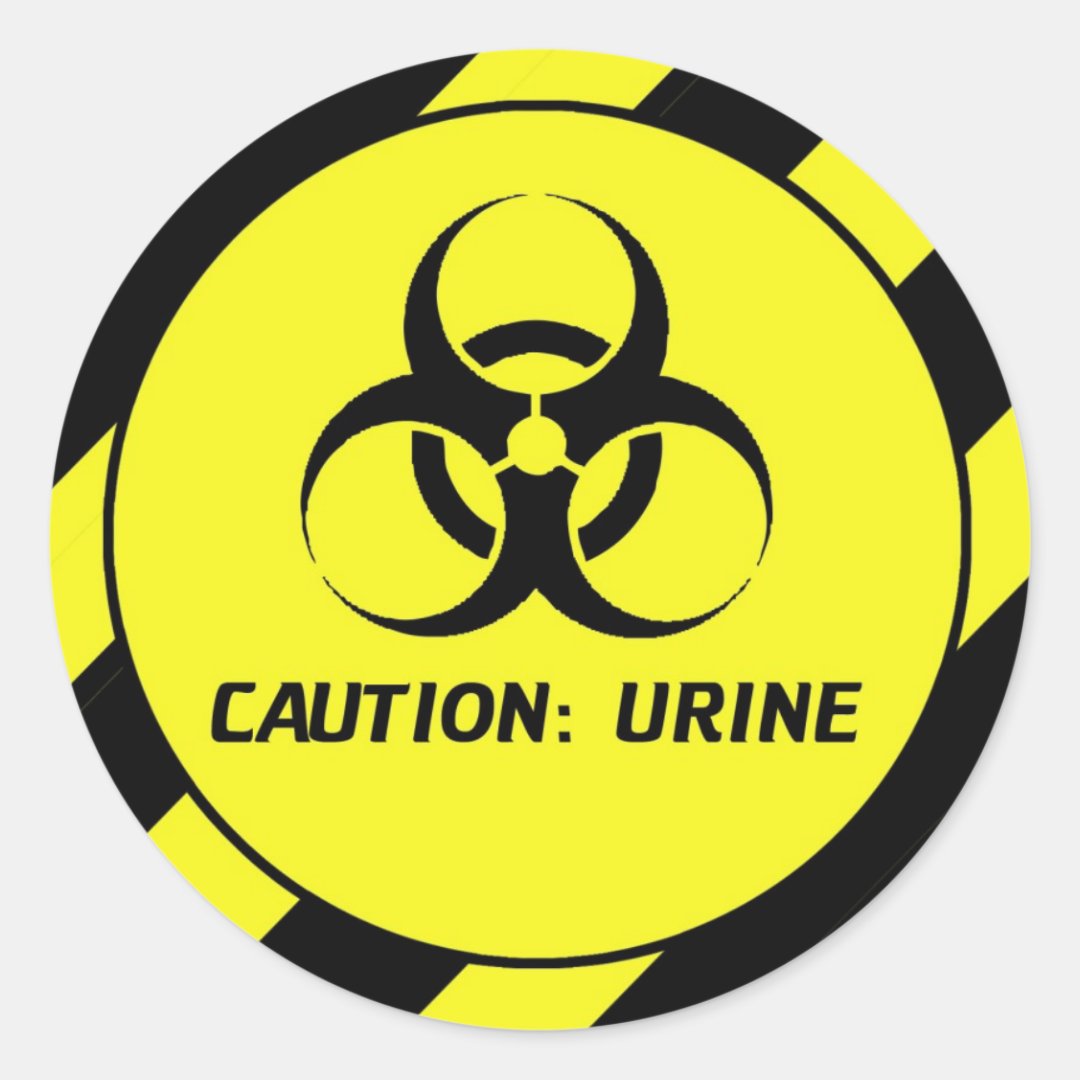 Caution Urine Classic Round Sticker | Zazzle