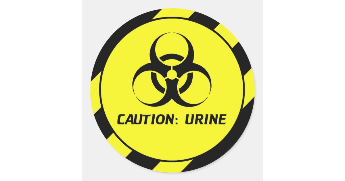Caution Urine Classic Round Sticker | Zazzle