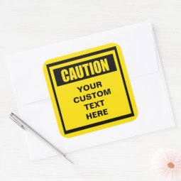 Caution Warning Large Custom Sticker | Zazzle