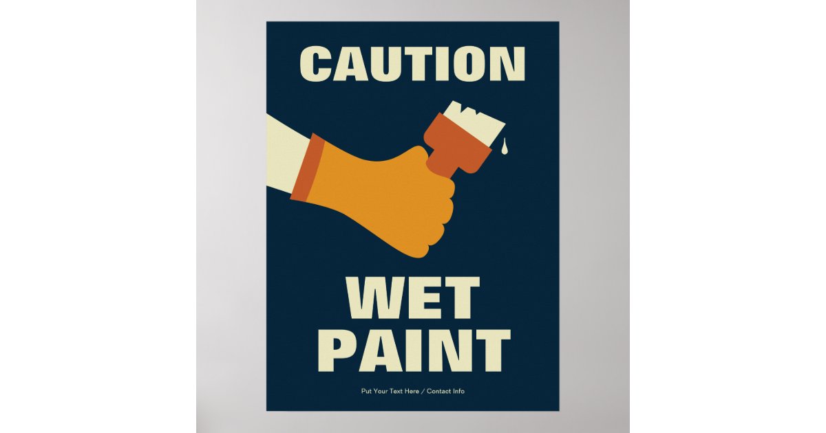 Caution Wet Paint Workplace Health & Safety Retro Poster | Zazzle