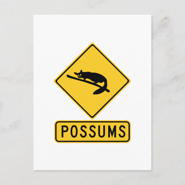 Caution With Possums 2, Traffic Warning Sign, AU Postcard | Zazzle