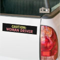 CAUTION: WOMAN DRIVER FUNNY BUMPER STICKERS | Zazzle