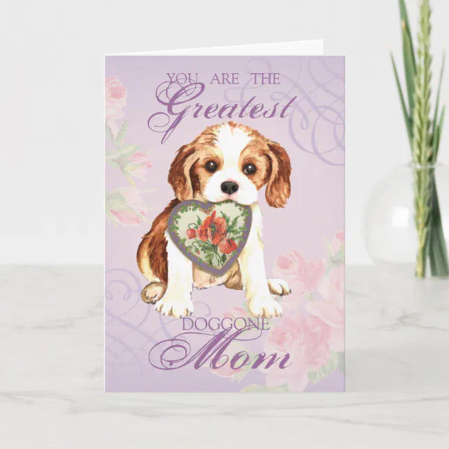 Cavalier Heart Mom Card | Zazzle