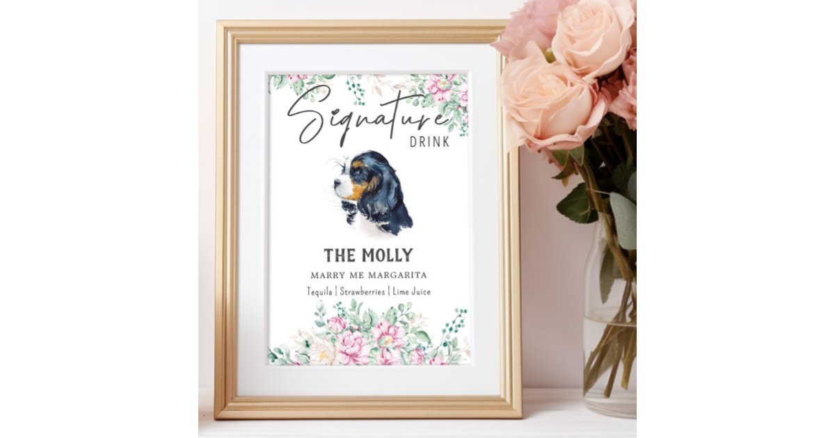 Cavalier King Charles Dog Signature Drink Sign | Zazzle