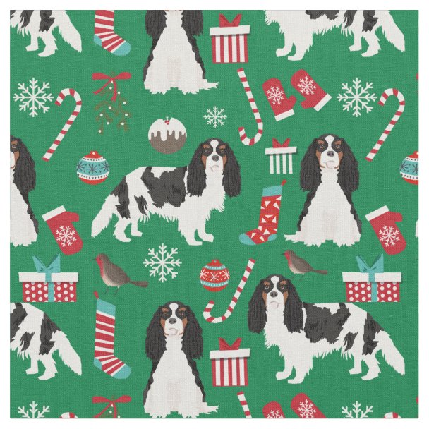 Cavalier Spaniel Mural Collage fabric | Zazzle
