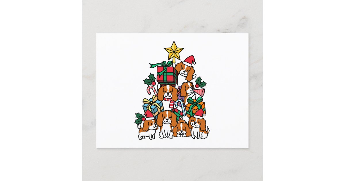 Cavalier King Charles Spaniel Christmas Tree Postcard | Zazzle