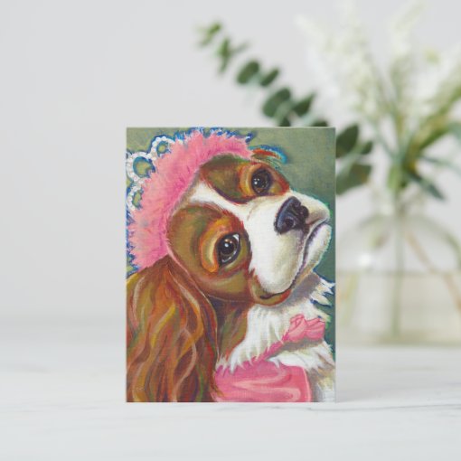 Cavalier King Charles Spaniel Dog Princess ART Postcard | Zazzle