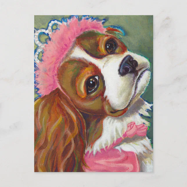 Cavalier King Charles Spaniel Dog Princess ART Postcard | Zazzle
