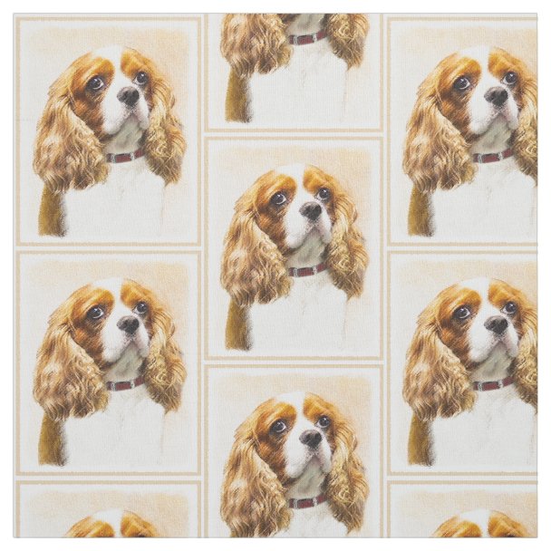 Cavalier King Charles Spaniel in scrubs charcoal Fabric | Zazzle