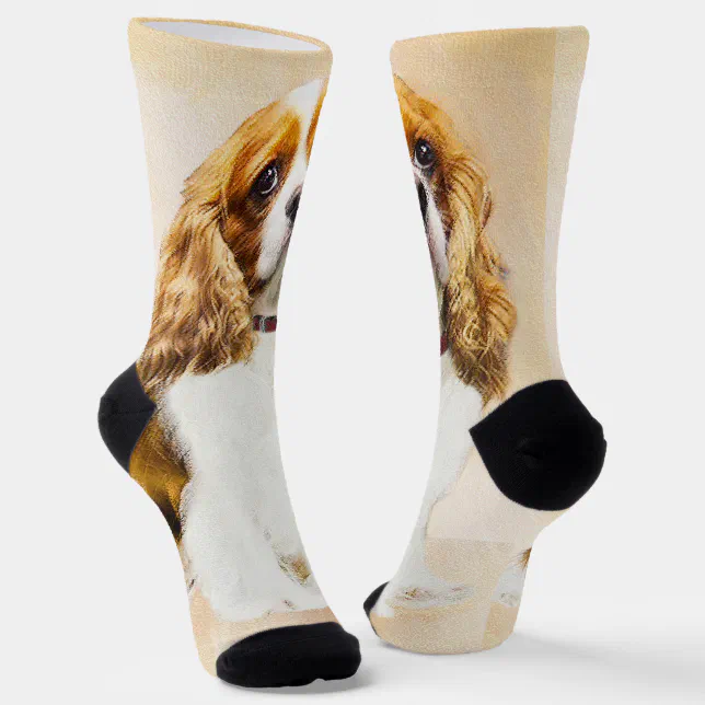 Cavalier King Charles Spaniel Original Painting Socks | Zazzle