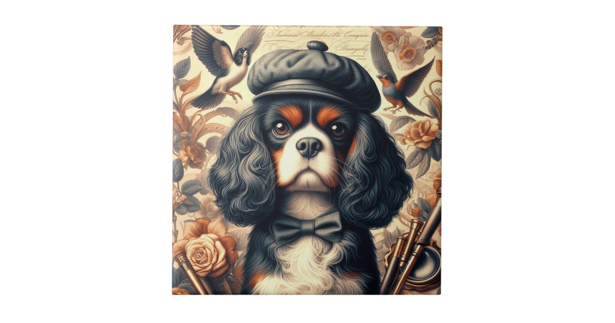 Cavalier King Charles Spaniel Painting Ceramic Tile | Zazzle
