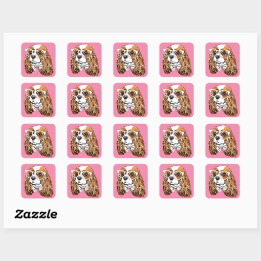 Cavalier King Charles Spaniel Portrait Square Sticker | Zazzle