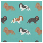 Tricolored Cavalier King Charles Spaniel Florals Fabric | Zazzle