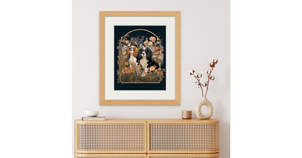 Cavalier King Charles Spaniels Antique Tapestry Poster | Zazzle