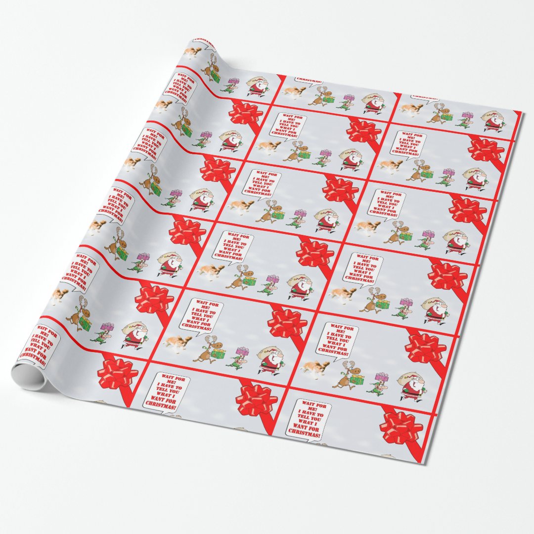 Cavalier Puppy Running After Santa Wrapping Paper | Zazzle