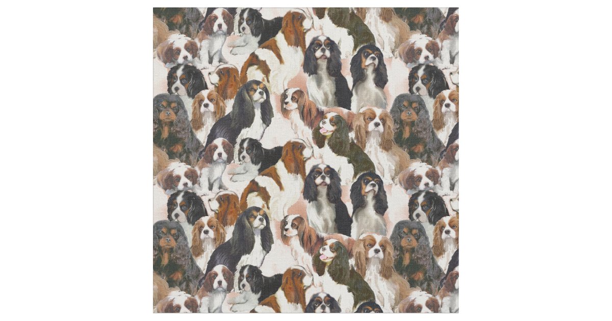 Cavalier Spaniel Mural Fabric | Zazzle