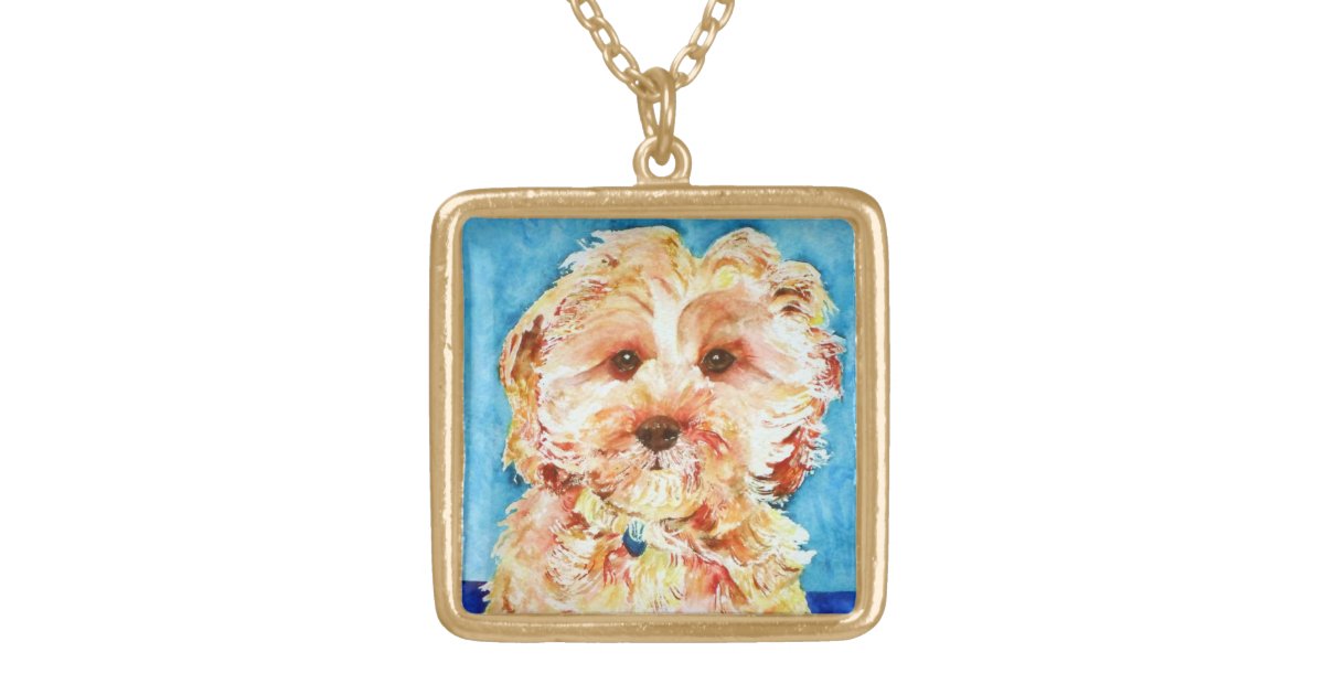 Cavapoo "Ollie". Gold Plated Necklace | Zazzle