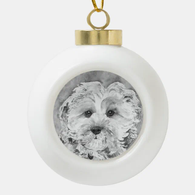Cavapoo watercolour. ceramic ball christmas ornament | Zazzle