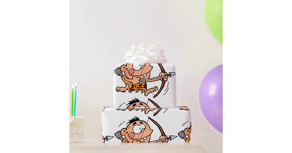 Cave Boy With Bow And Arrow Wrapping Paper | Zazzle