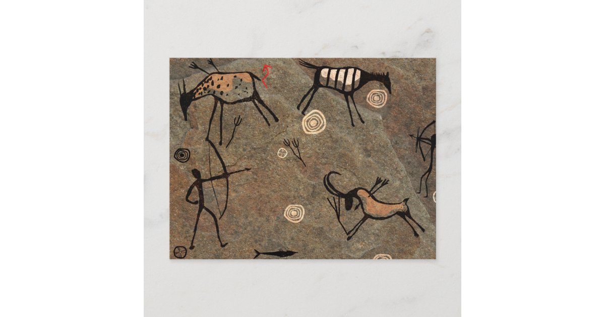 Cave Drawing Pattern Postcard | Zazzle