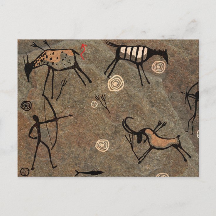 Cave Drawing Pattern Postcard | Zazzle