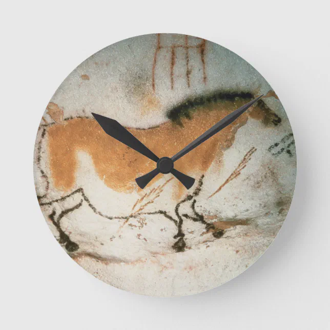 Cave drawings Lascaux French Prehistoric Round Clock | Zazzle