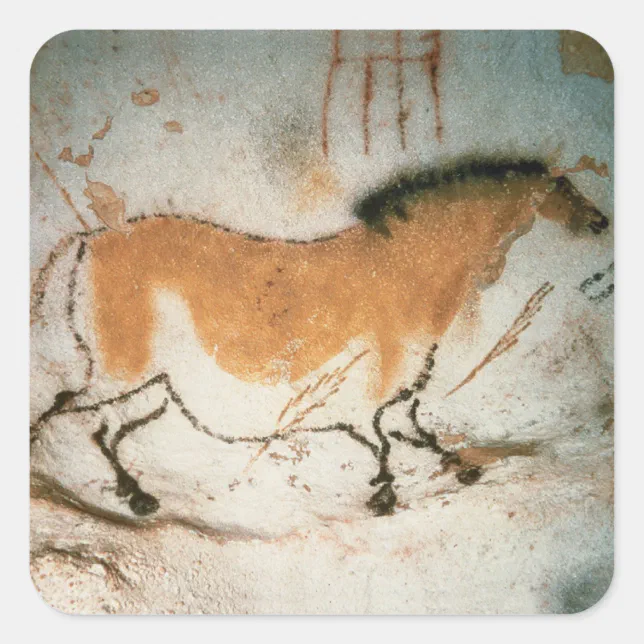 Cave drawings Lascaux French Prehistoric Square Sticker | Zazzle