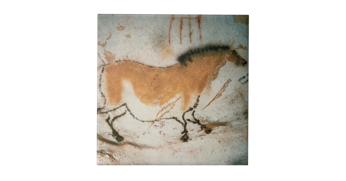 Cave drawings Lascaux French Prehistoric Tile | Zazzle