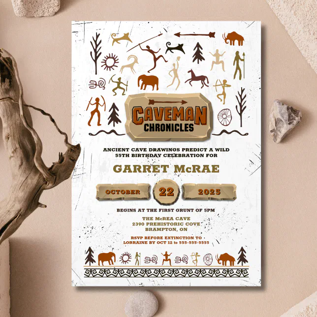 Caveman Chronicles Birthday Invitation | Zazzle
