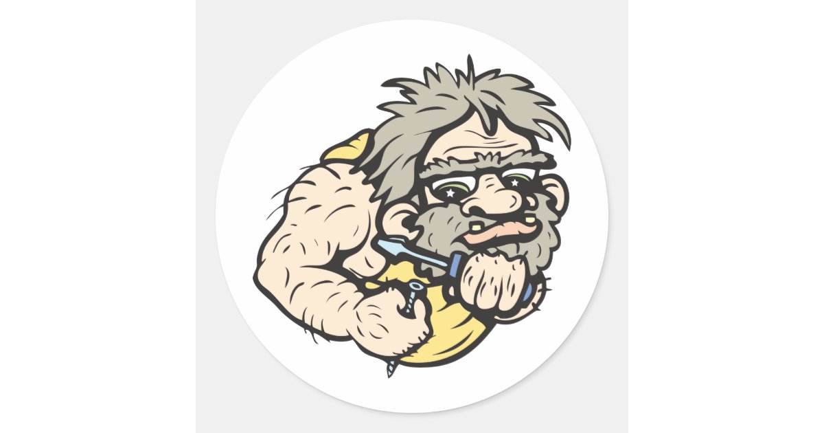 Caveman! Customizable! Classic Round Sticker | Zazzle