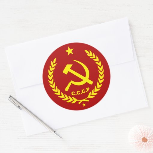 CCCP Communist Hammer and Sickle Badge Classic Round Sticker | Zazzle