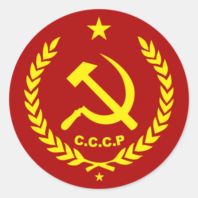 CCCP Communist Hammer and Sickle Badge Classic Round Sticker | Zazzle