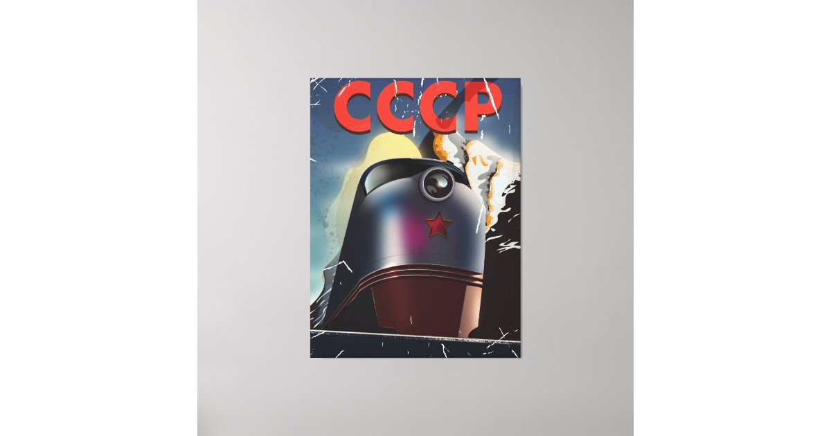 CCCP vintage Soviet Locomotive Poster Canvas Print | Zazzle