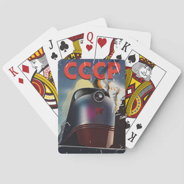 CCCP vintage Soviet Locomotive Poster Poker Cards | Zazzle