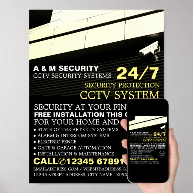 CCTV Mounted Camera, CCTV Security Advertising Poster | Zazzle