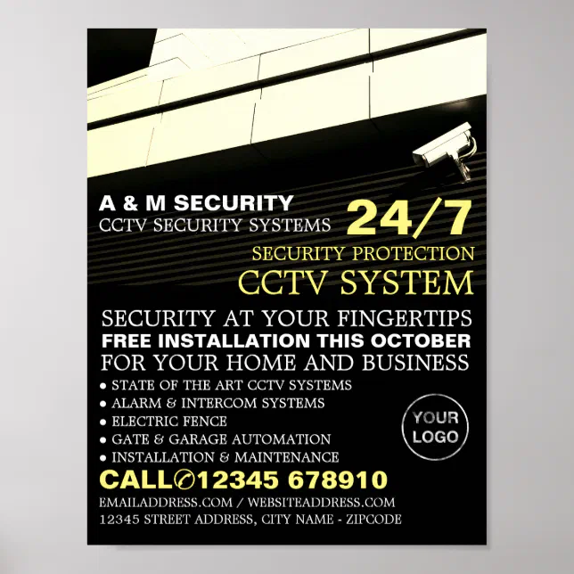 CCTV Mounted Camera, CCTV Security Advertising Poster | Zazzle
