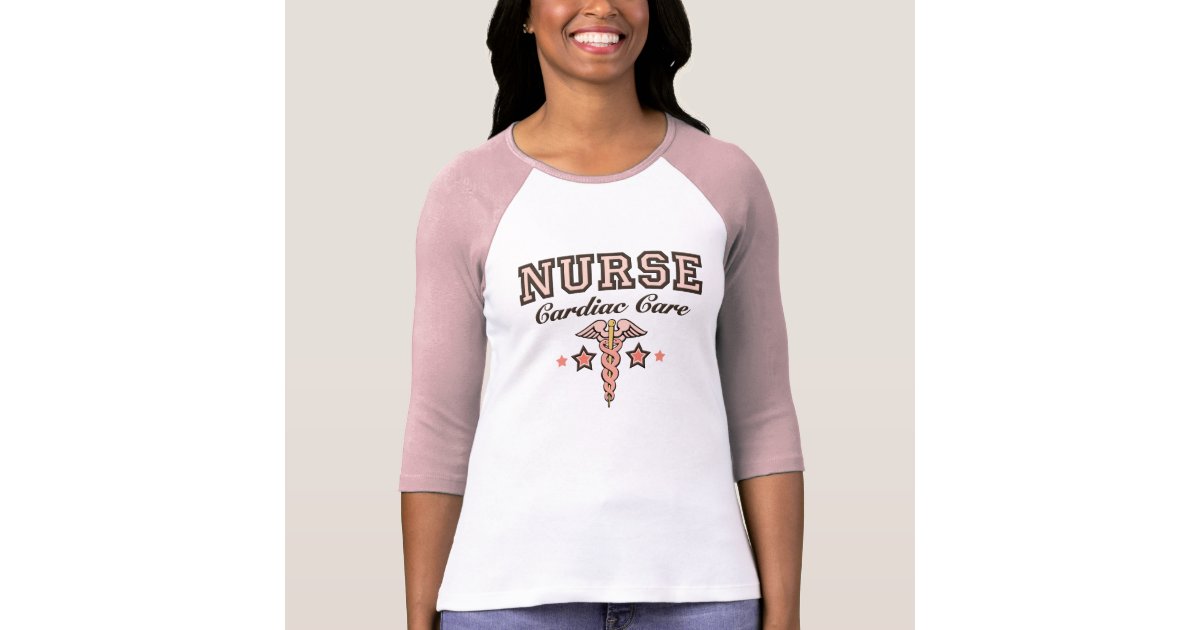 CCU Cardiac Care Nurse Raglan Jersey Caduceus T-Shirt | Zazzle