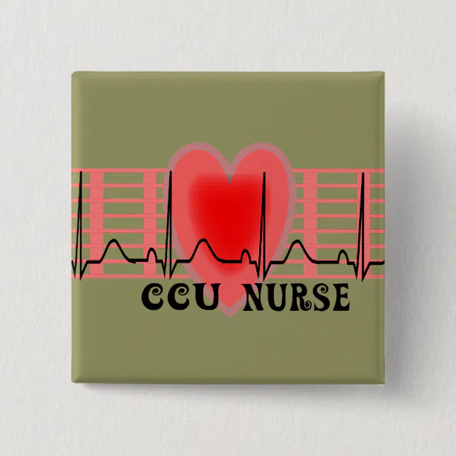 CCU Nurse Gift Ekg paper and Heart Design Button | Zazzle