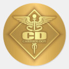 Cardiologist or cardiology red human heart logo classic round sticker ...