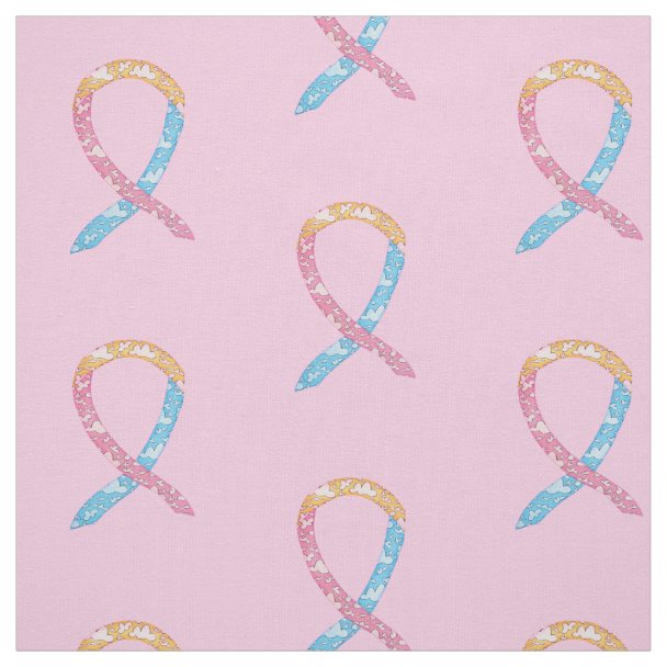 Blue and White ALS Awareness Ribbon Custom Fabric | Zazzle
