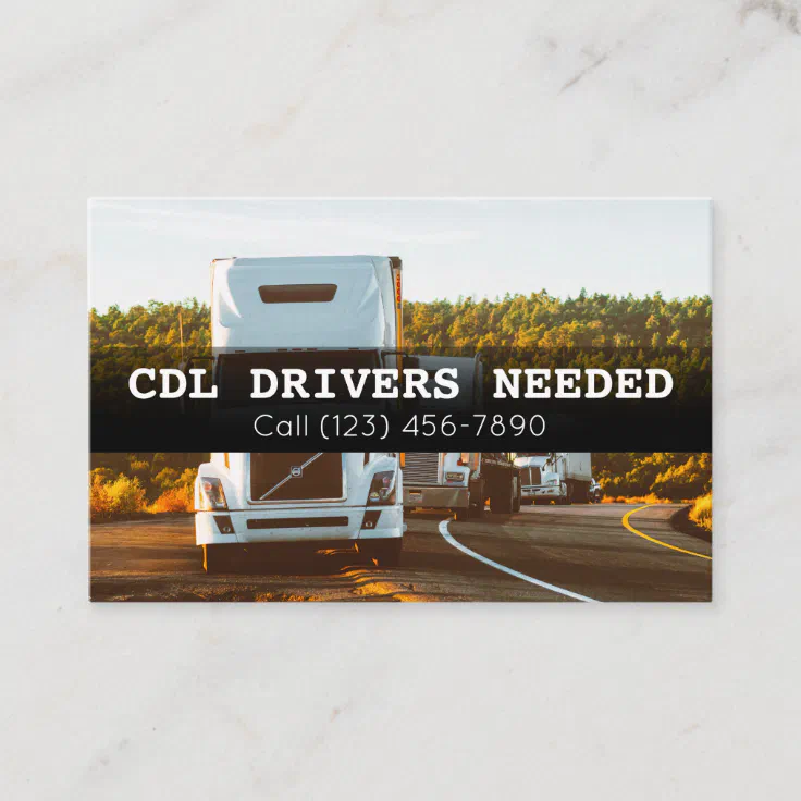 CDL Truck Drivers Needed Business Card | Zazzle