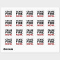 Cease Fire Now, Black and Red Square Sticker | Zazzle