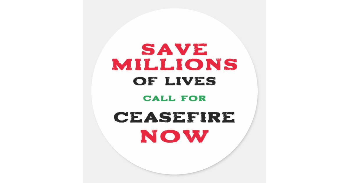 CEASEFIRE NOW FREE PALESTINE END GENOCIDE CLASSIC ROUND STICKER | Zazzle