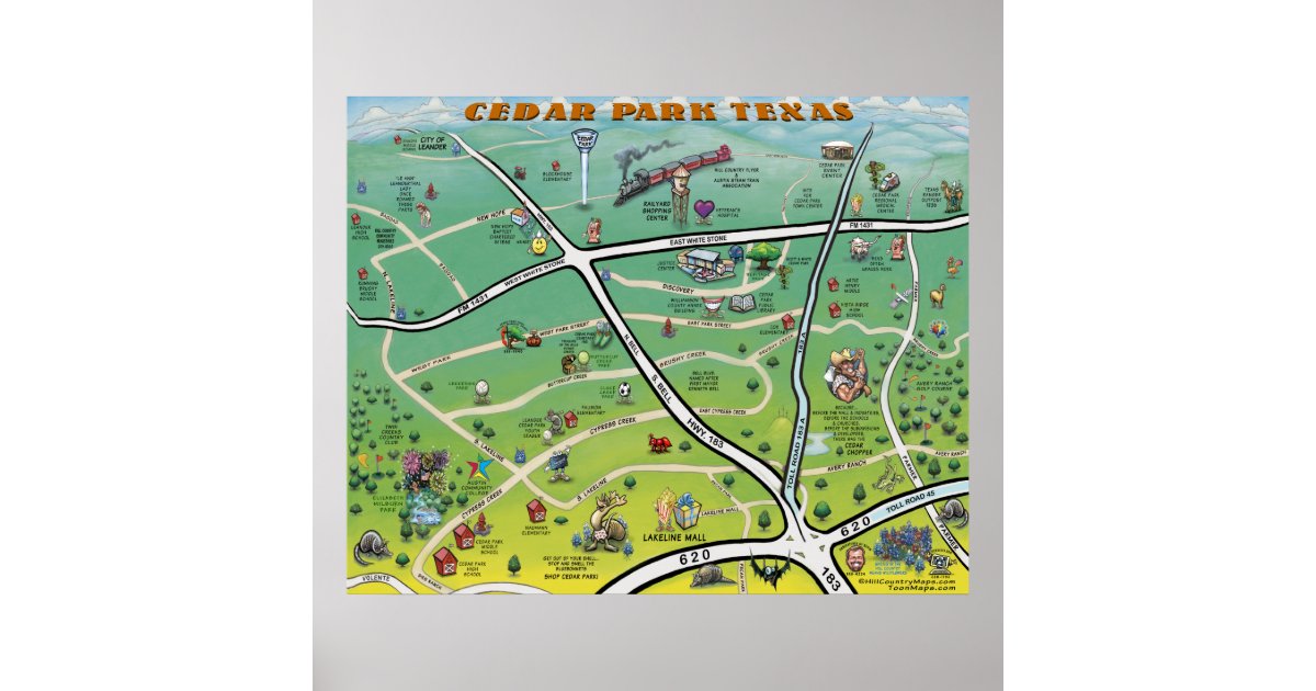 Cedar Park Map Poster | Zazzle