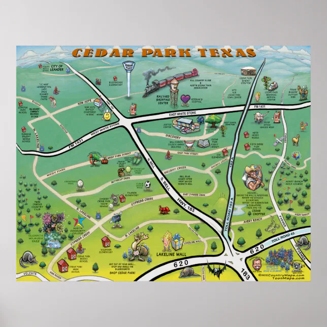 Cedar Park Map Poster | Zazzle